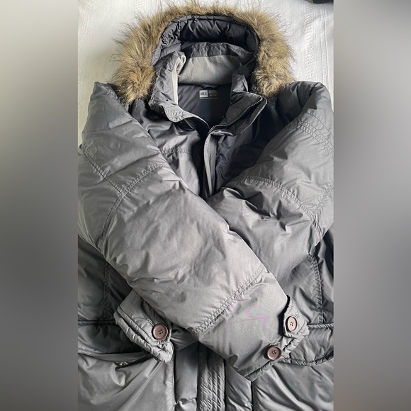MEC | Jackets & Coats | Gray Mec Puffer Jacket With Faux Fur Hood ...